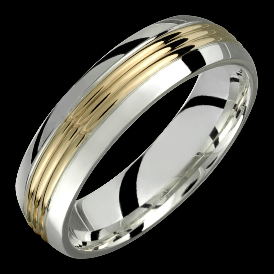 Silver and Gold 6mm Two-tone .925 Sterling Silver & 10K Yellow Solid ...
