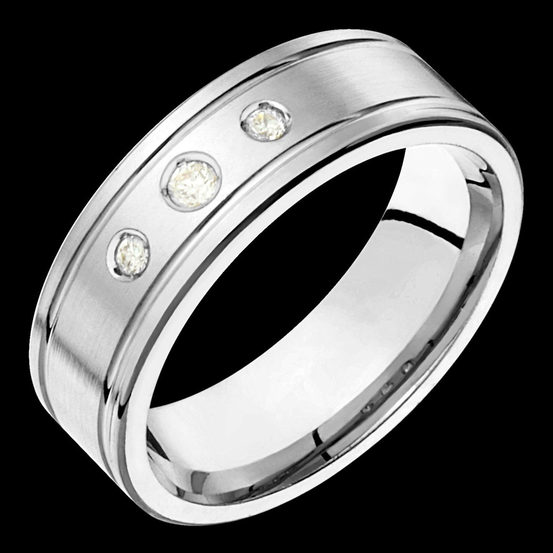 7mm Wide Comfort Fit 10k White Gold solid Not Plated Diamond - Etsy