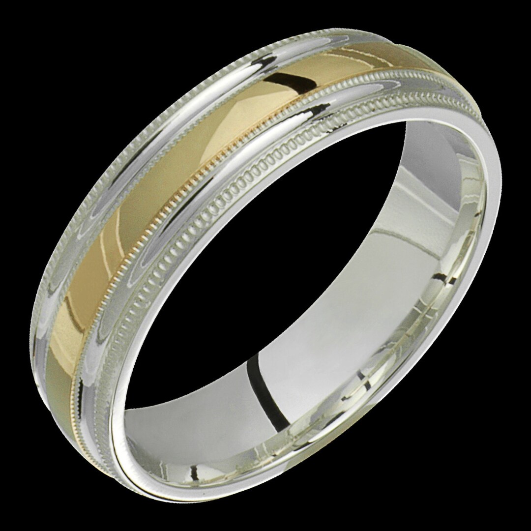 Silver and Gold 6mm Two-tone .925 Sterling Silver & 10K Yellow Solid ...