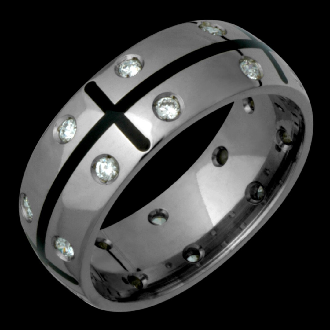 8mm Titanium & Diamond Matrix Ring Custom Made Unisex - Etsy