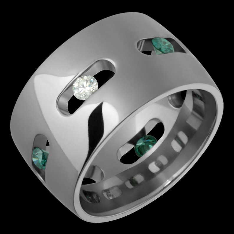 12mm Titanium & Colored Diamond Ring Custom Made Unisex - Etsy