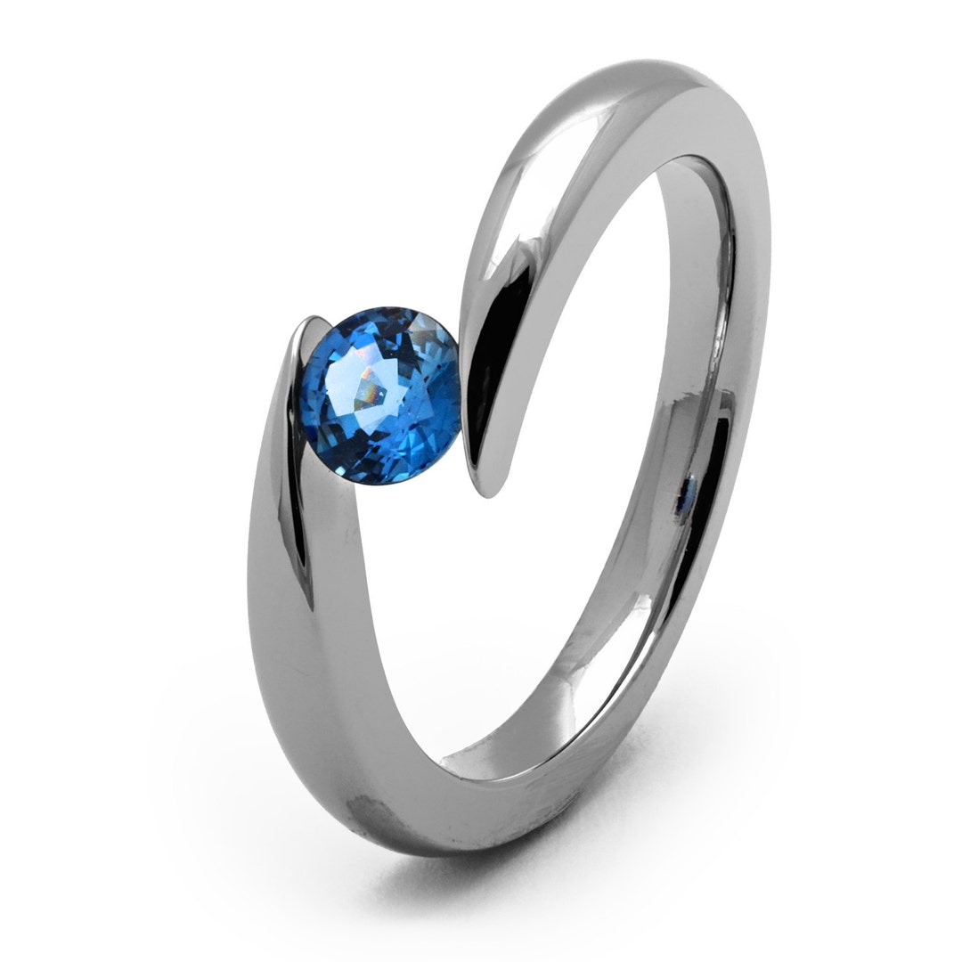 4mm Tension Set Titanium & Sapphire Ring Custom Made - Etsy