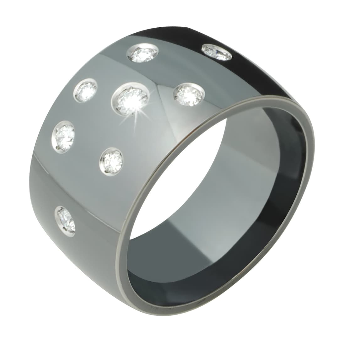 Women's 12mm Black Titanium Diamond Ring Comfort Fit Custom Made - Etsy