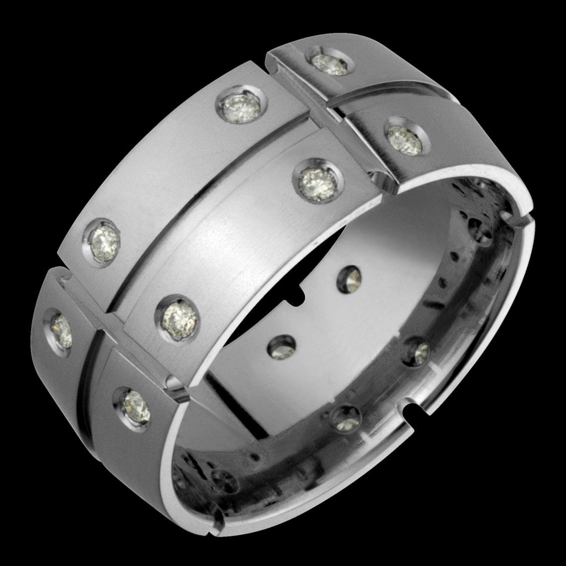 10mm Titanium & Diamond Matrix Ring Custom Made Unisex - Etsy