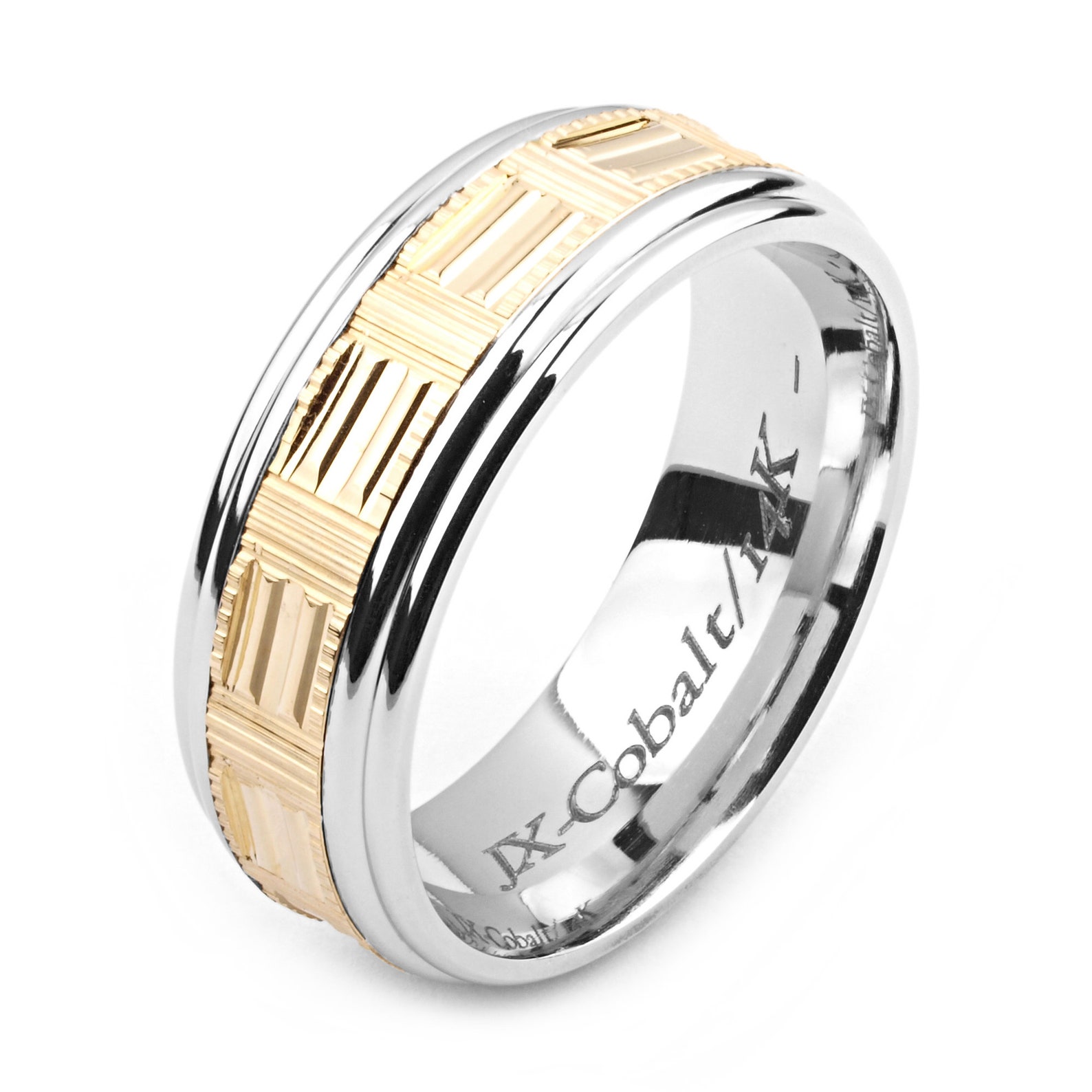 Men's Cobalt Ring 8mm Wide Two-tone Cobalt & 14K Yellow Gold (solid ...