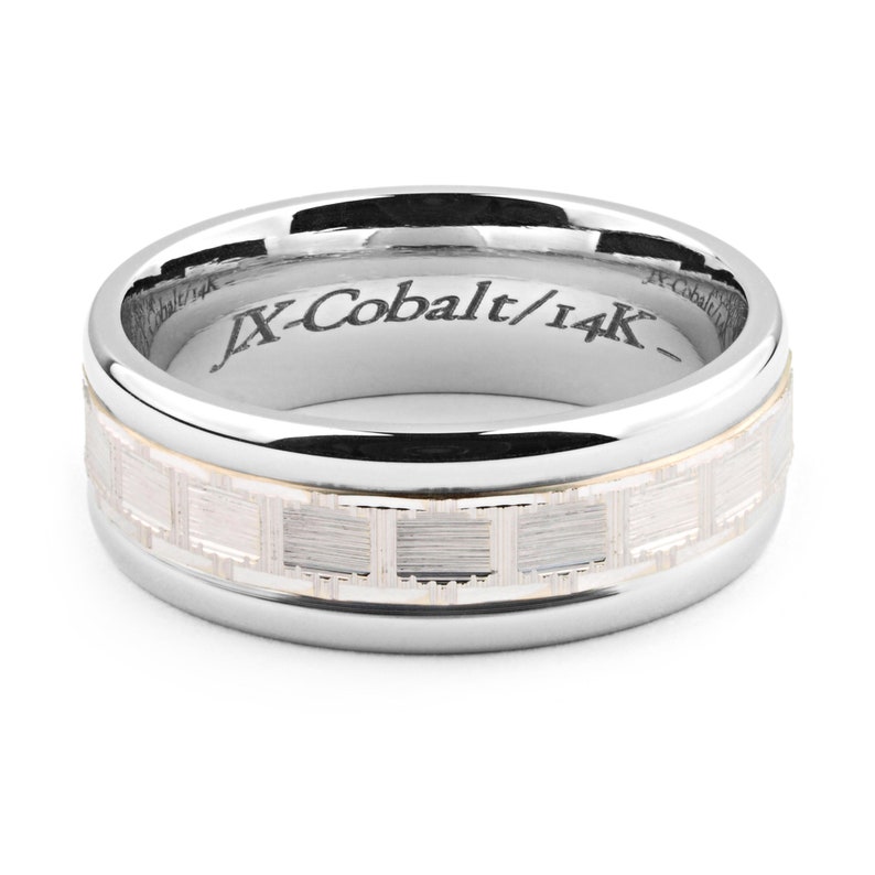 Men's Cobalt Ring 8mm Wide Two-tone Cobalt & 14K White - Etsy