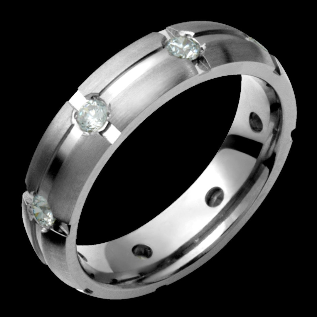 5mm Titanium & Diamond Ring Custom Made Unisex - Etsy