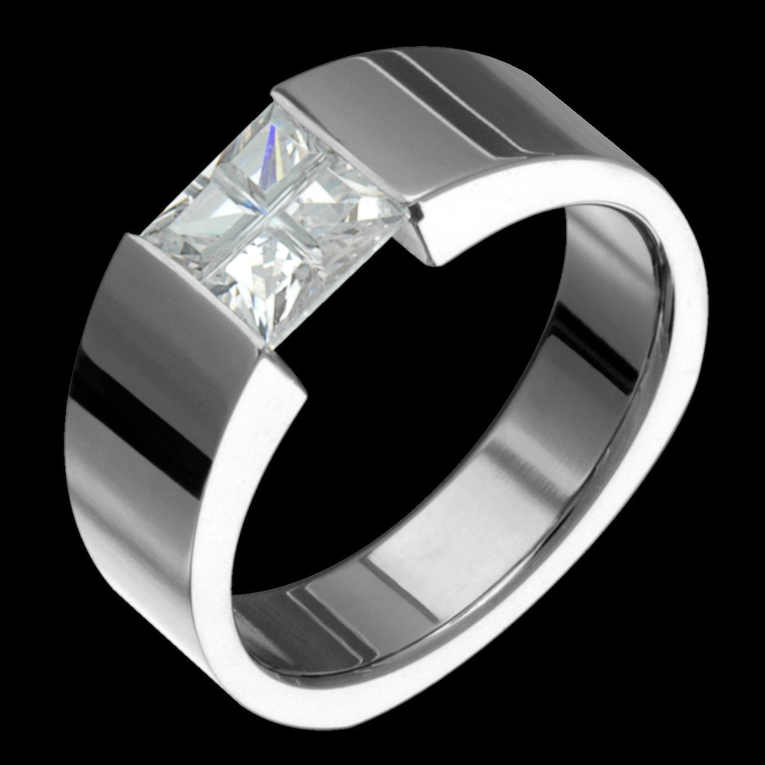 6mm Titanium & Ruby Tension Set Ring Custom Made - Etsy