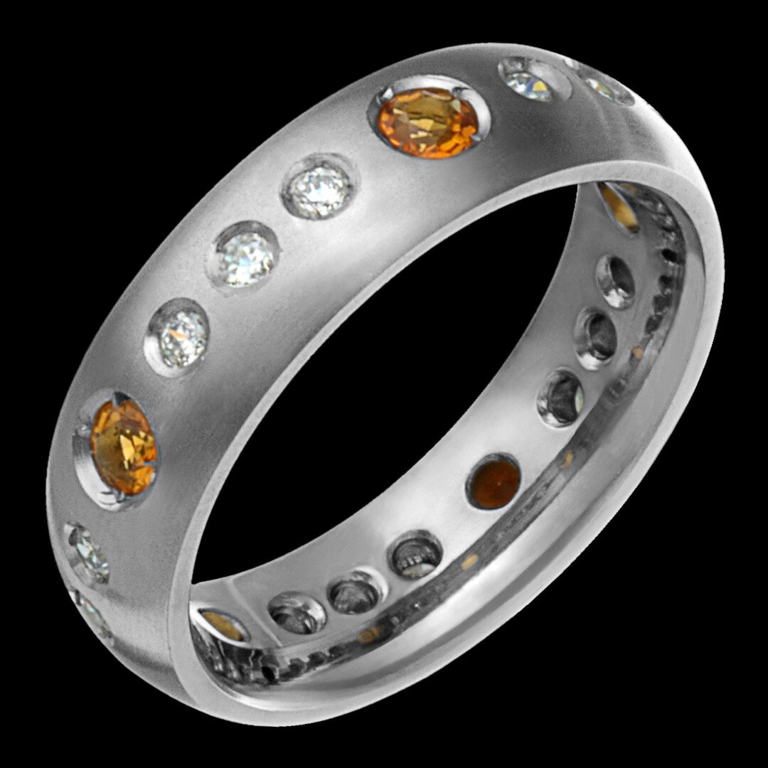 5.5mm Titanium & Colored Diamond Ring Custom Made Unisex - Etsy