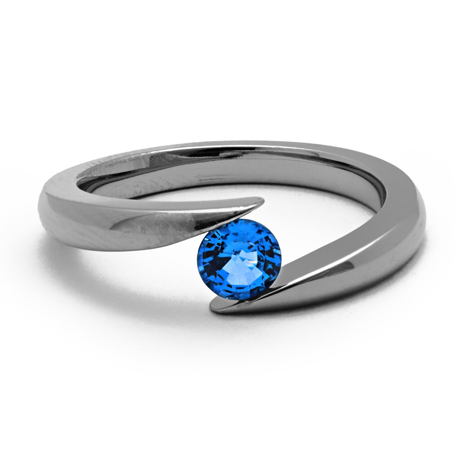 4mm Tension Set Titanium & Sapphire Ring Custom Made - Etsy