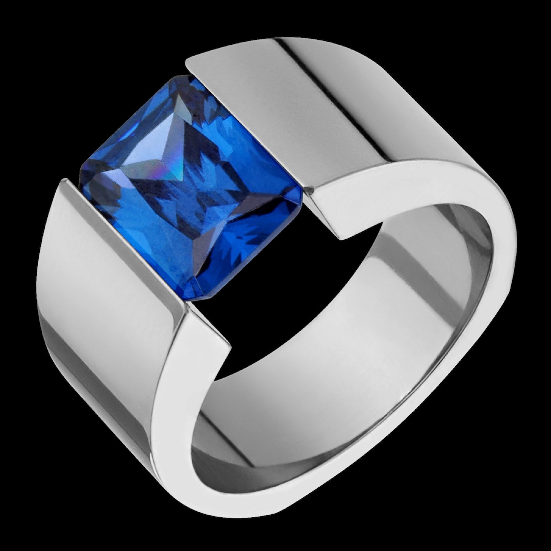 9mm Titanium & Tanzanite Tension Set Ring Custom Made Unisex - Etsy