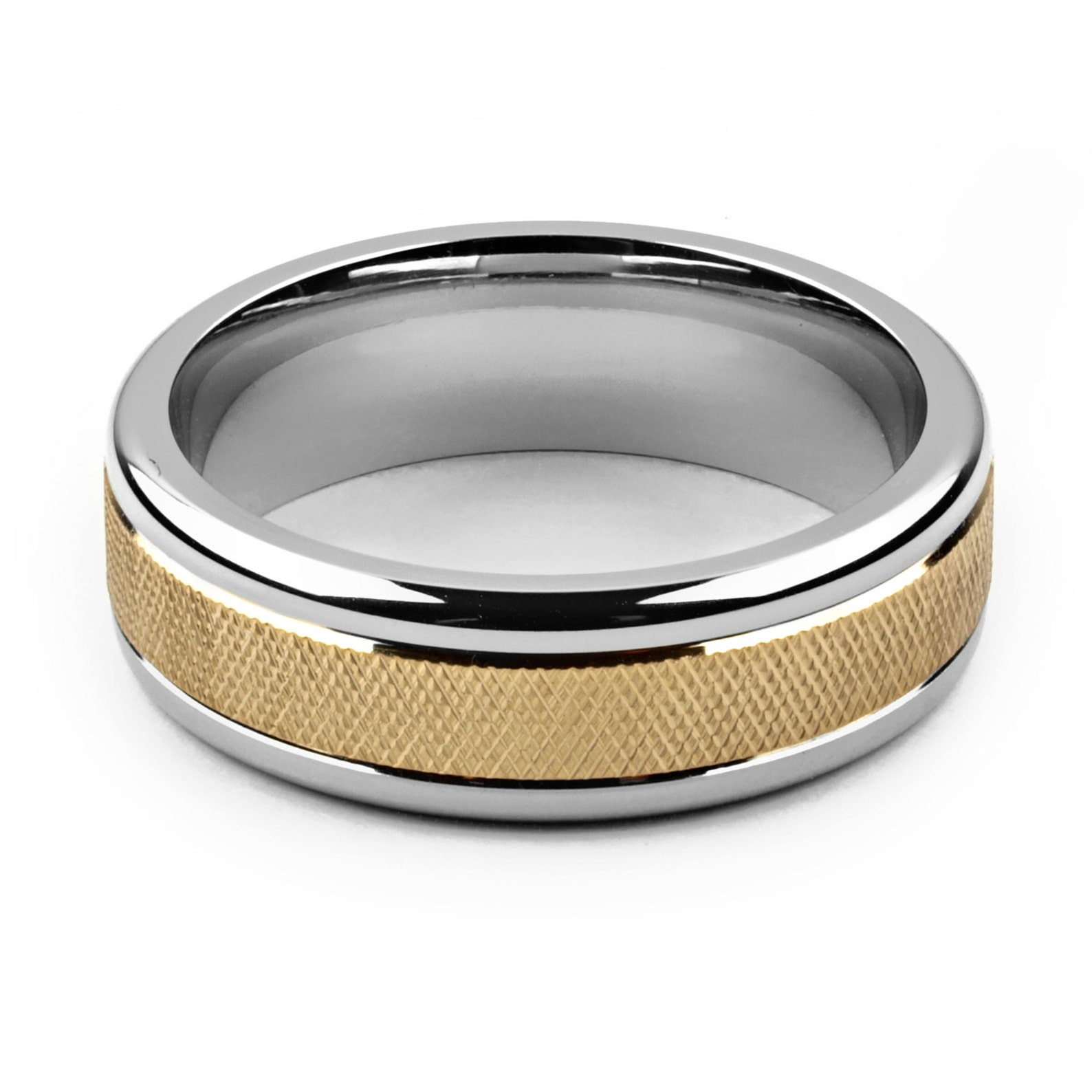 Men's Cobalt Ring 7mm Wide Two-tone Cobalt & 14K Yellow - Etsy