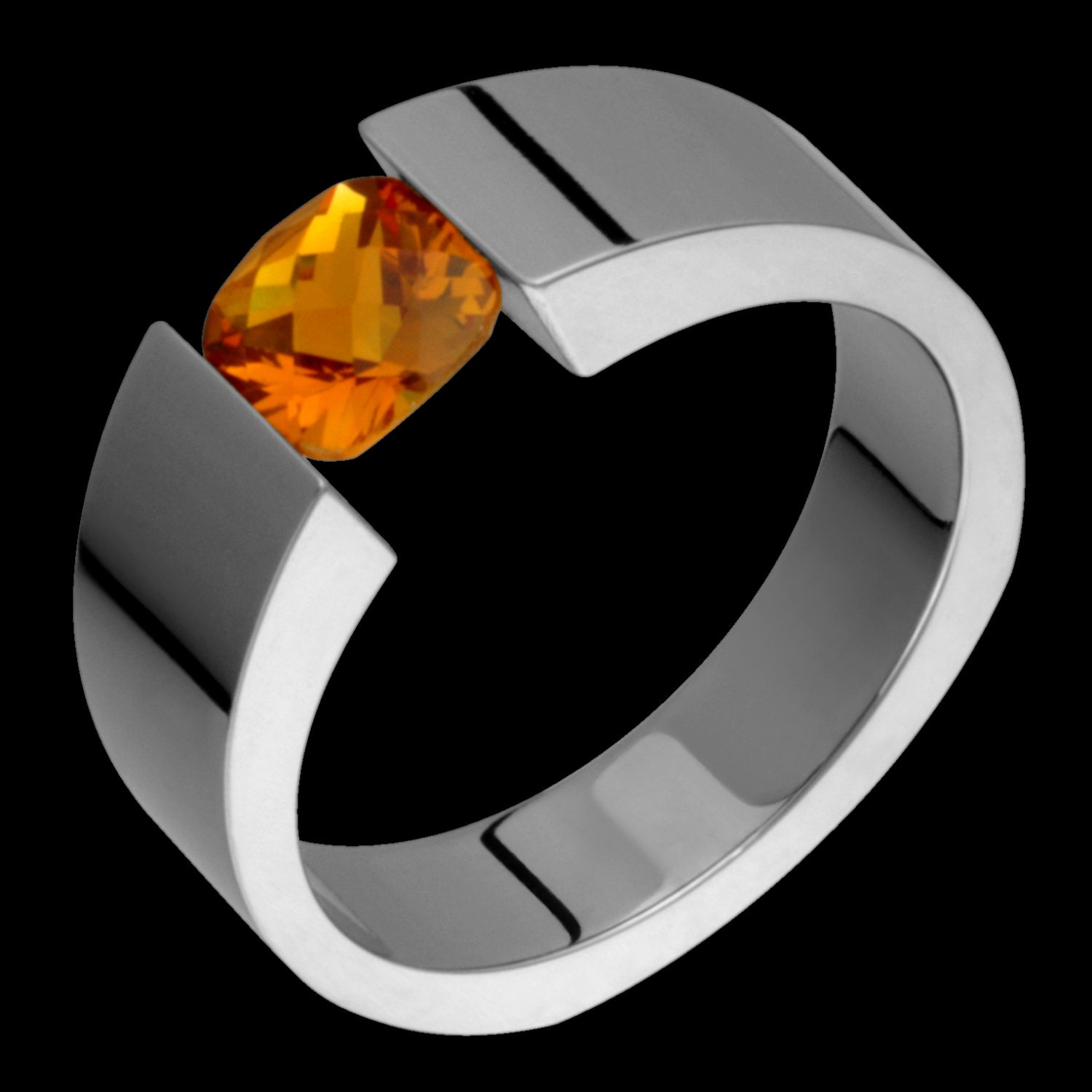 6mm Titanium & Emerald Tension Set Ring Custom Made - Etsy Canada