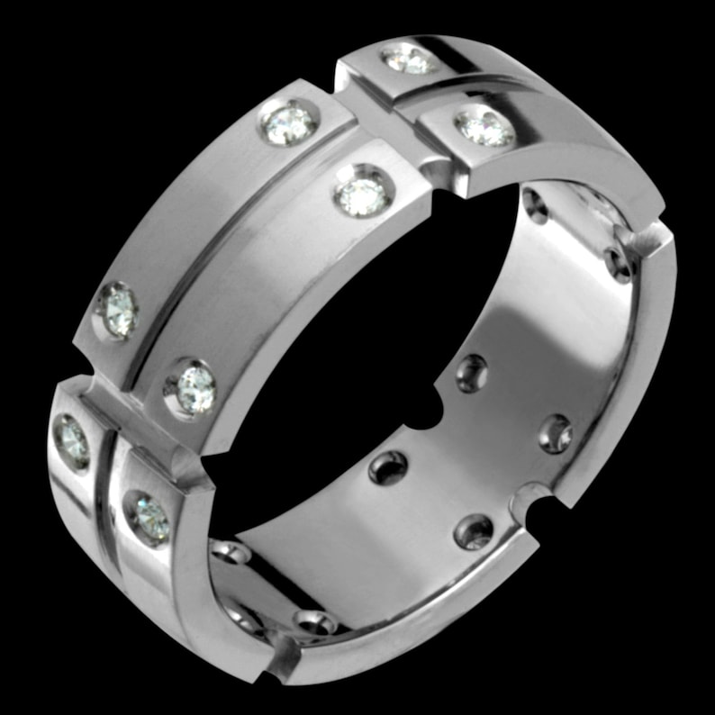 7mm Titanium & Diamond Matrix Ring Custom Made - Etsy