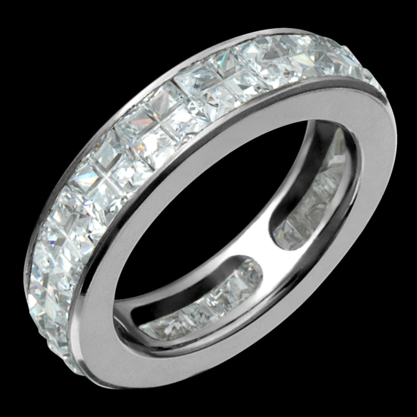 Womens 5mm Titanium & Cubic Zirconium Eternity Ring Custom Made - Etsy