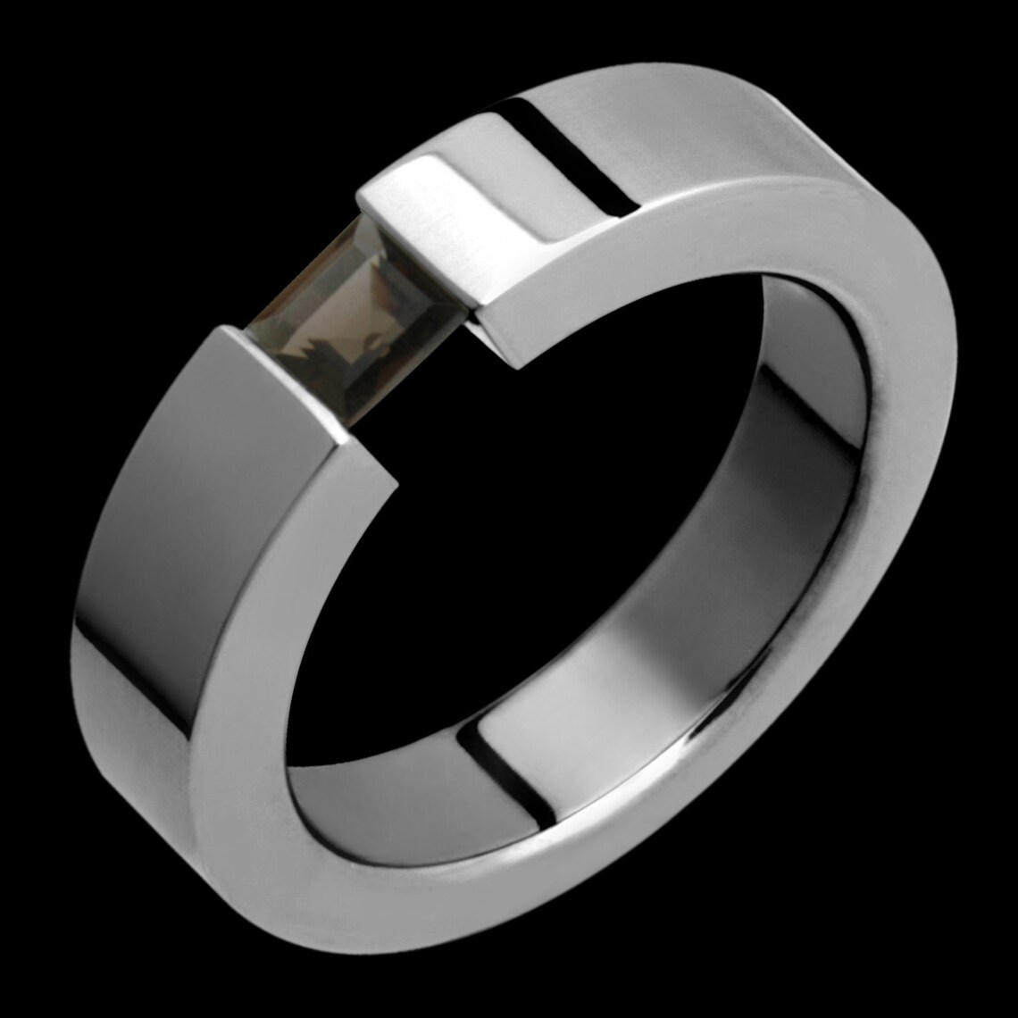 5mm Tension Set Titanium & Blue Topaz Ring Custom Made - Etsy