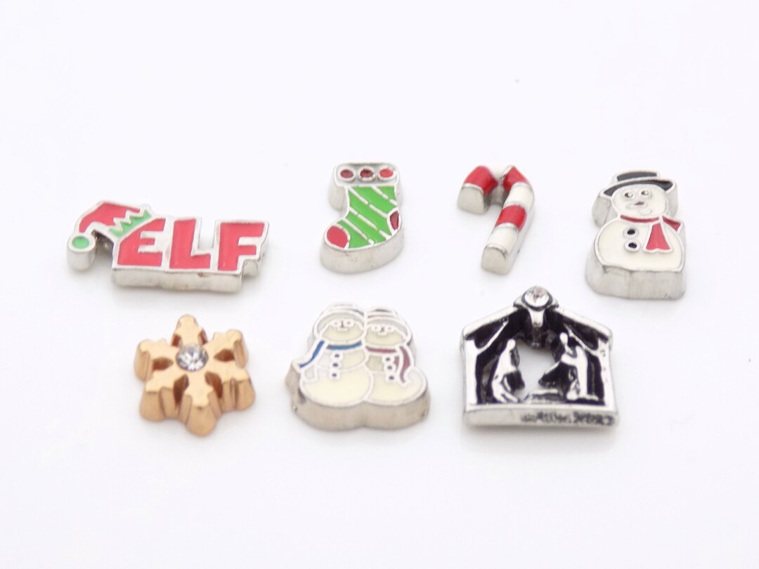 Set of 7 Holiday Christmas Themed Locket Charms Floating Locket ...