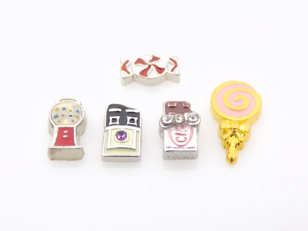 Set of 5 Candy Themed Locket Charms Floating Locket Accessory - Etsy