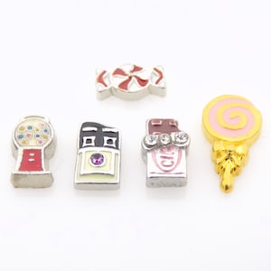 Set of 5 Candy Themed Locket Charms Floating Locket Accessory - Etsy