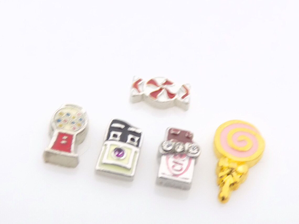Set of 5 Candy Themed Locket Charms Floating Locket Accessory - Etsy