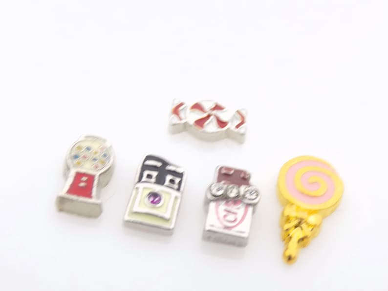 Set of 5 Candy Themed Locket Charms Floating Locket Accessory - Etsy