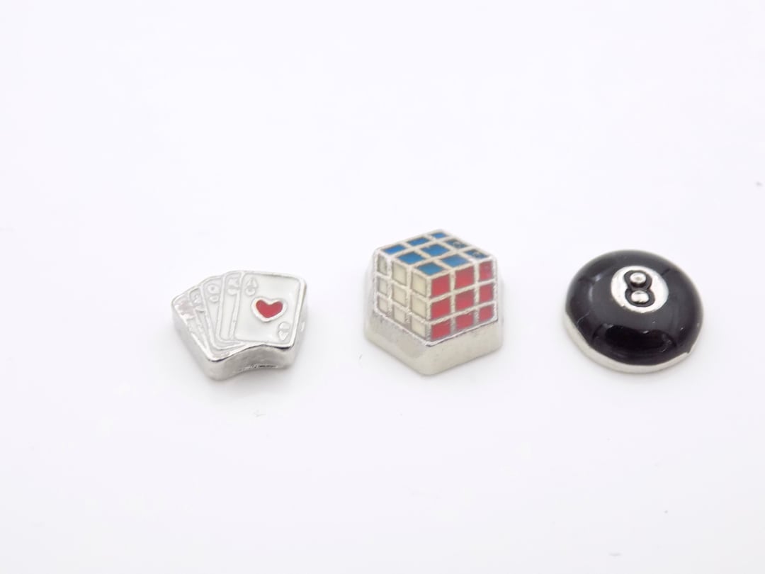 Set of 3 Game Charms - 8 Ball, Cube, and Card Game - Etsy