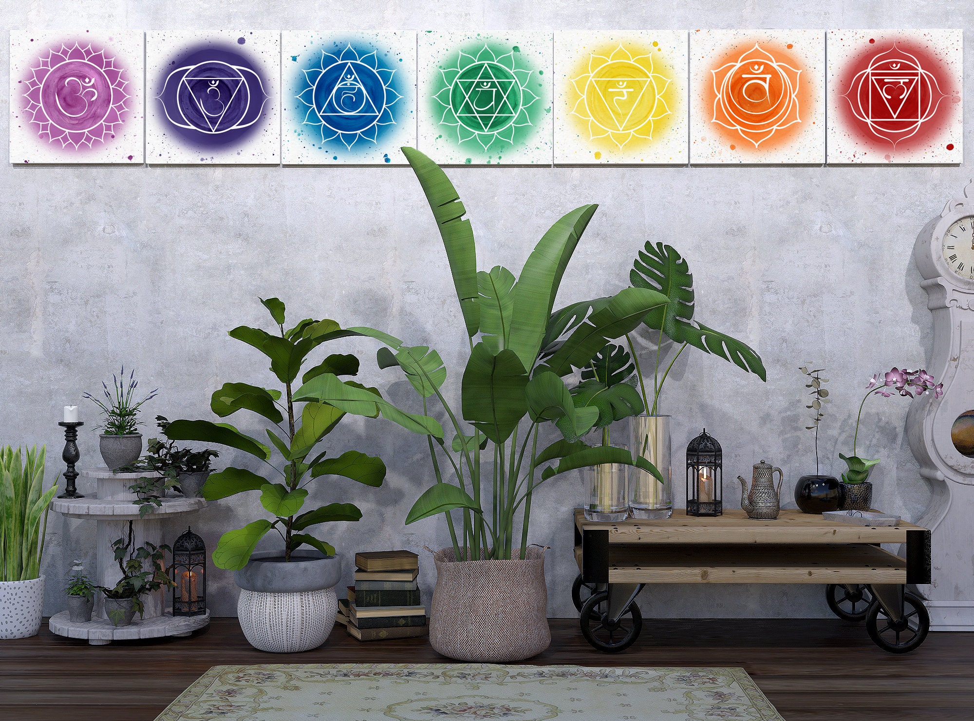 7 Chakras Printable Wall Art Chakra Printables Chakras Wall | Etsy