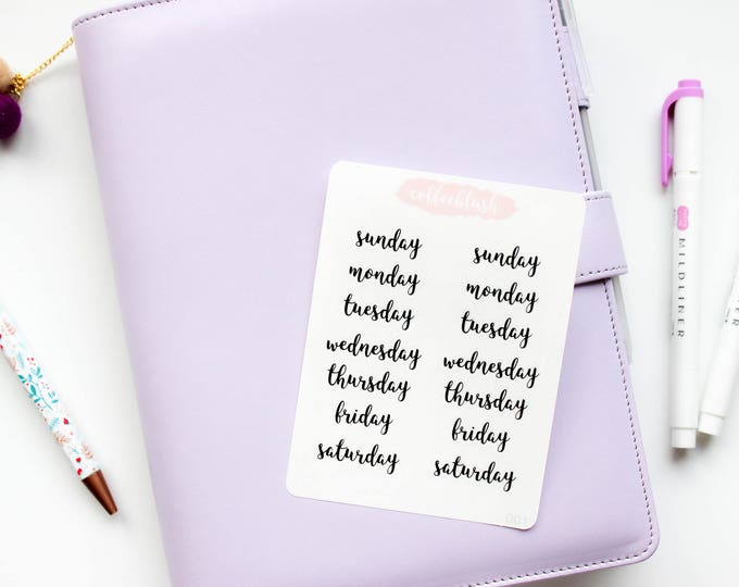 Days of the Week Stickers - Brush Calligraphy/bullet Journal Stickers ...