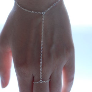 Hand Chain Bracelet Hand Chain Ring Delicate Sterling Silver Chain Hand ...