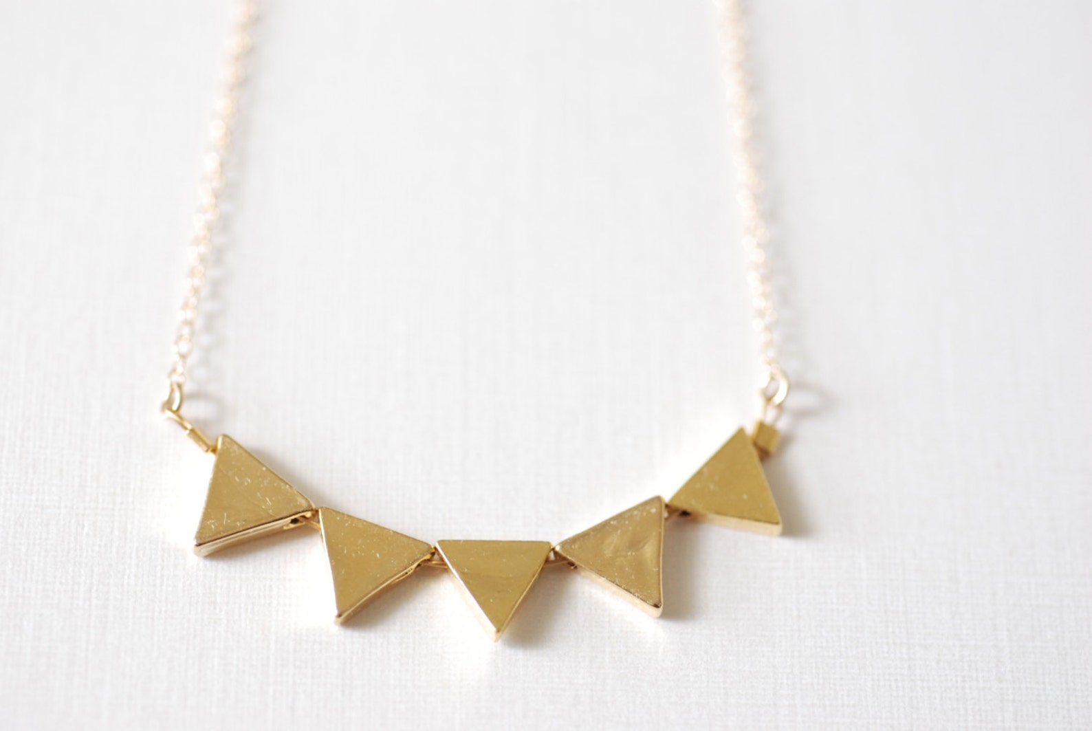 Gold Triangle Necklace Geometric Jewelry Triangle Banner - Etsy