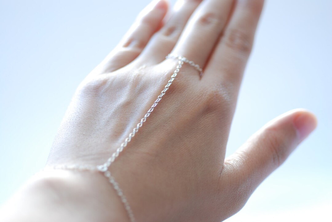 Hand Chain Bracelet Hand Chain Ring Delicate Sterling Silver Chain Hand ...