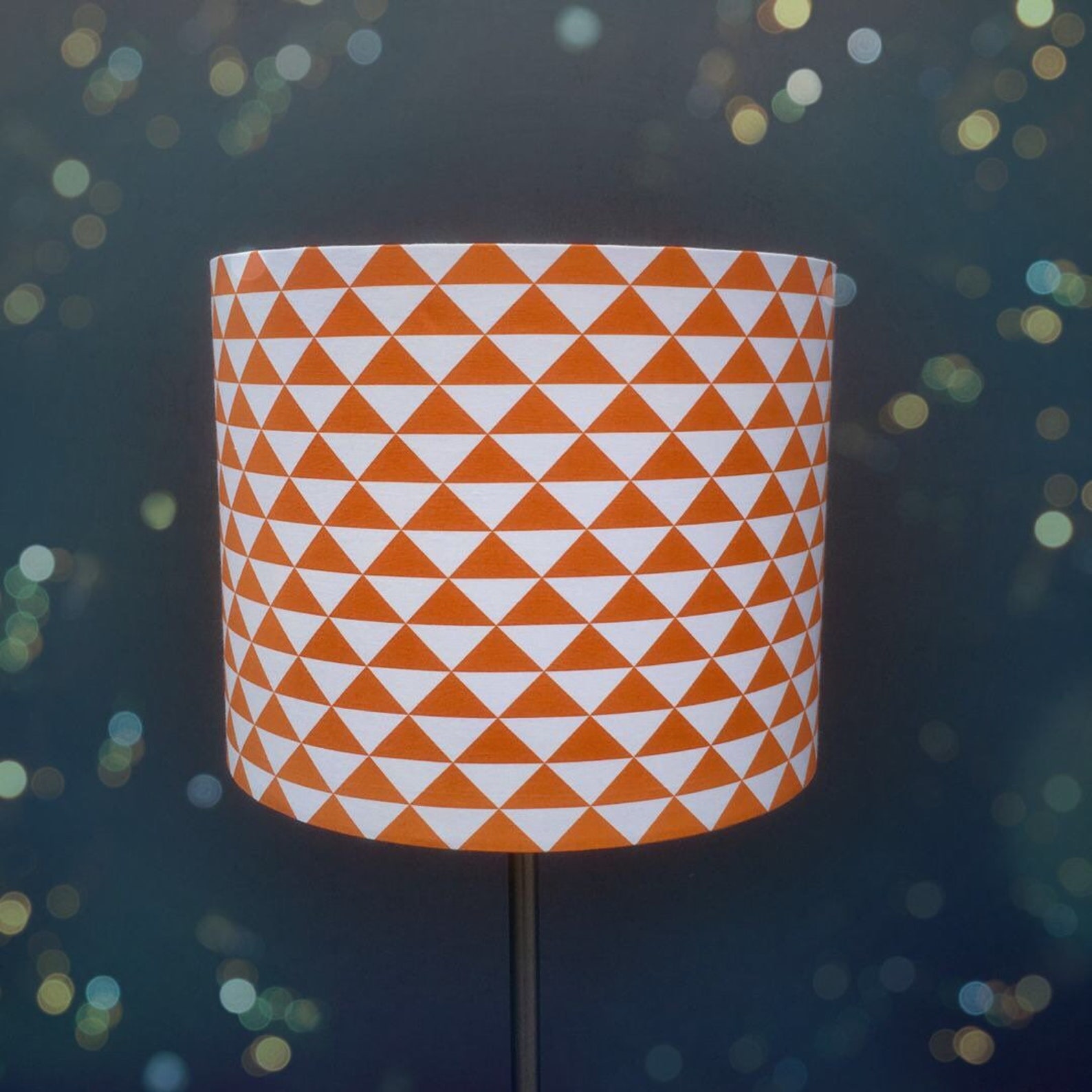Orange Geometric Triangles Fabric Covered Lampshade. - Etsy UK