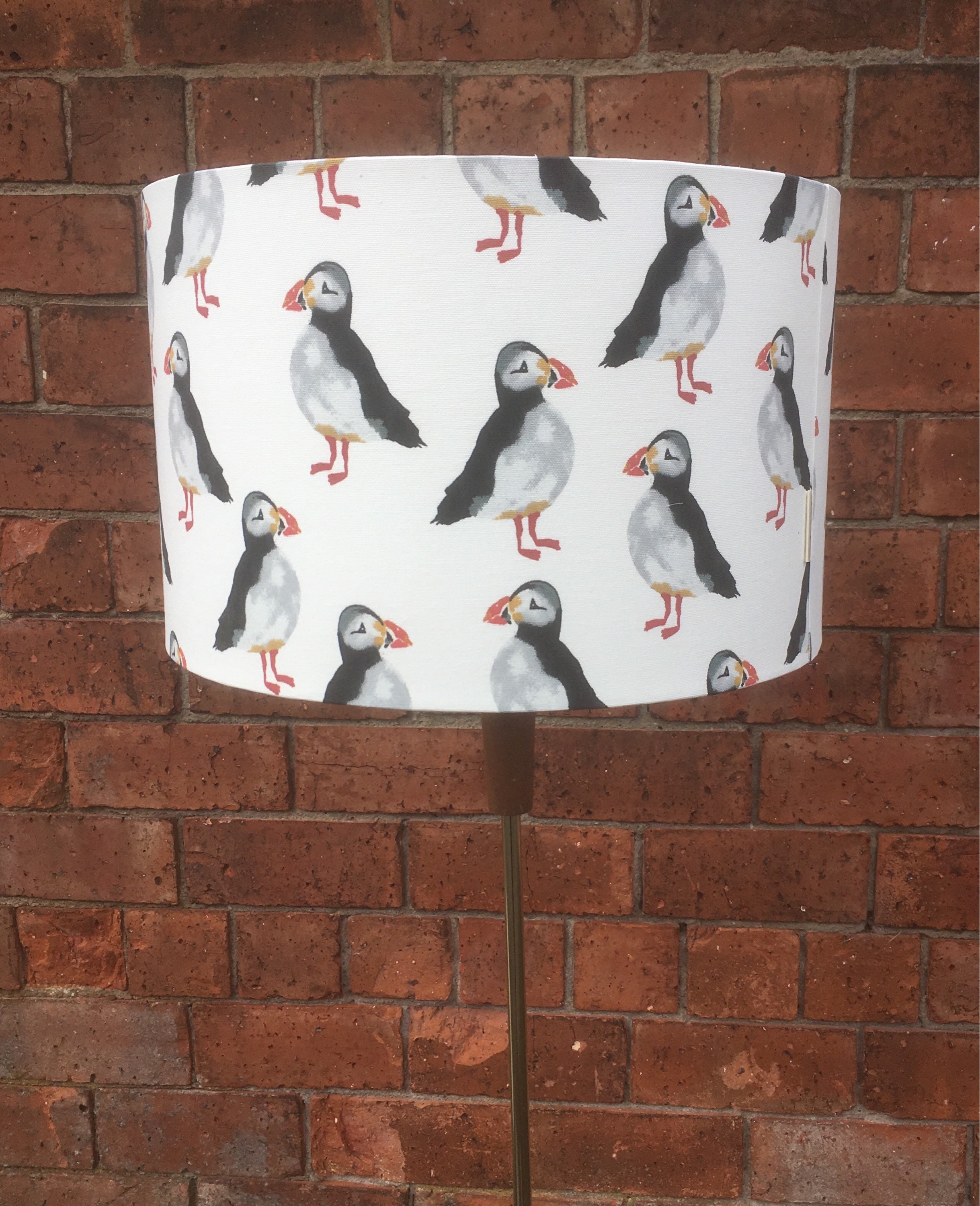 Puffins on Linen Lampshade. 20cm Diameter up to 45cm Sized | Etsy