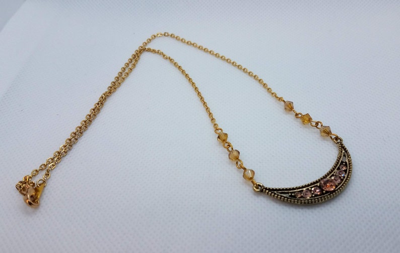 Gold Rhinestone Pendant Necklace Chain, Handmade Jewelry Gifts ...