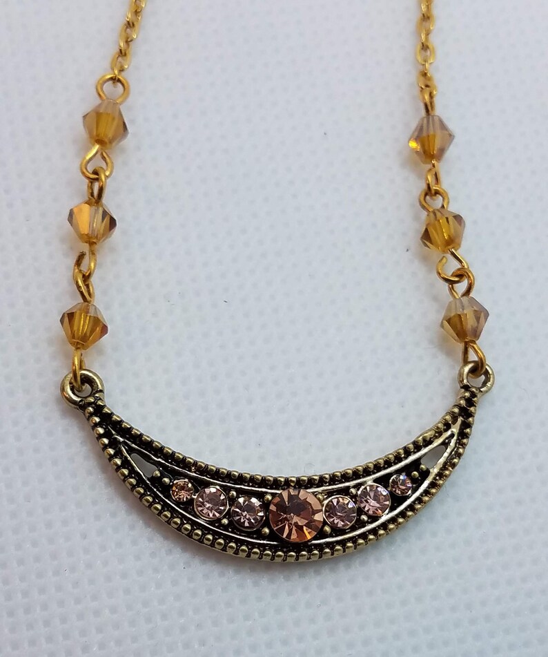 Gold Rhinestone Pendant Necklace Chain - Etsy