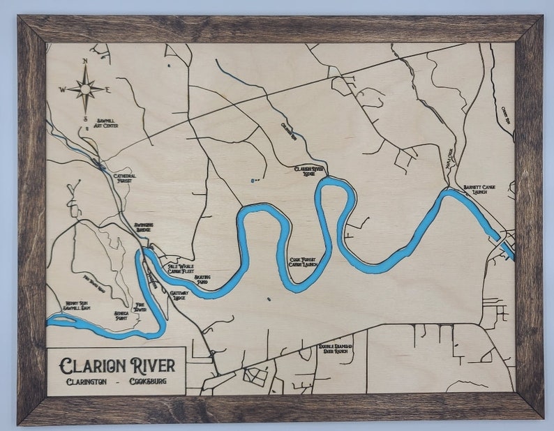 Clarion River Map Cook Forest State Park - Etsy