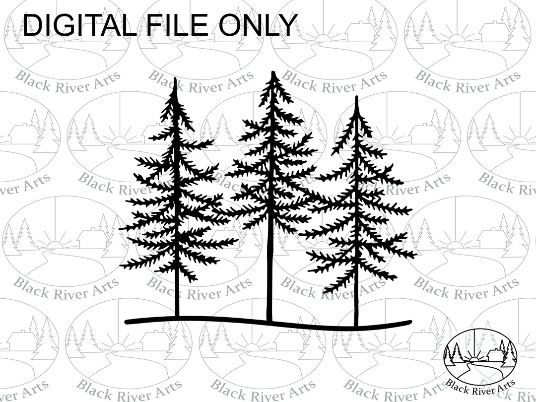 Pine Trees SVG Digital File Laser Ready, Coaster SVG, Cutting Board SVG ...