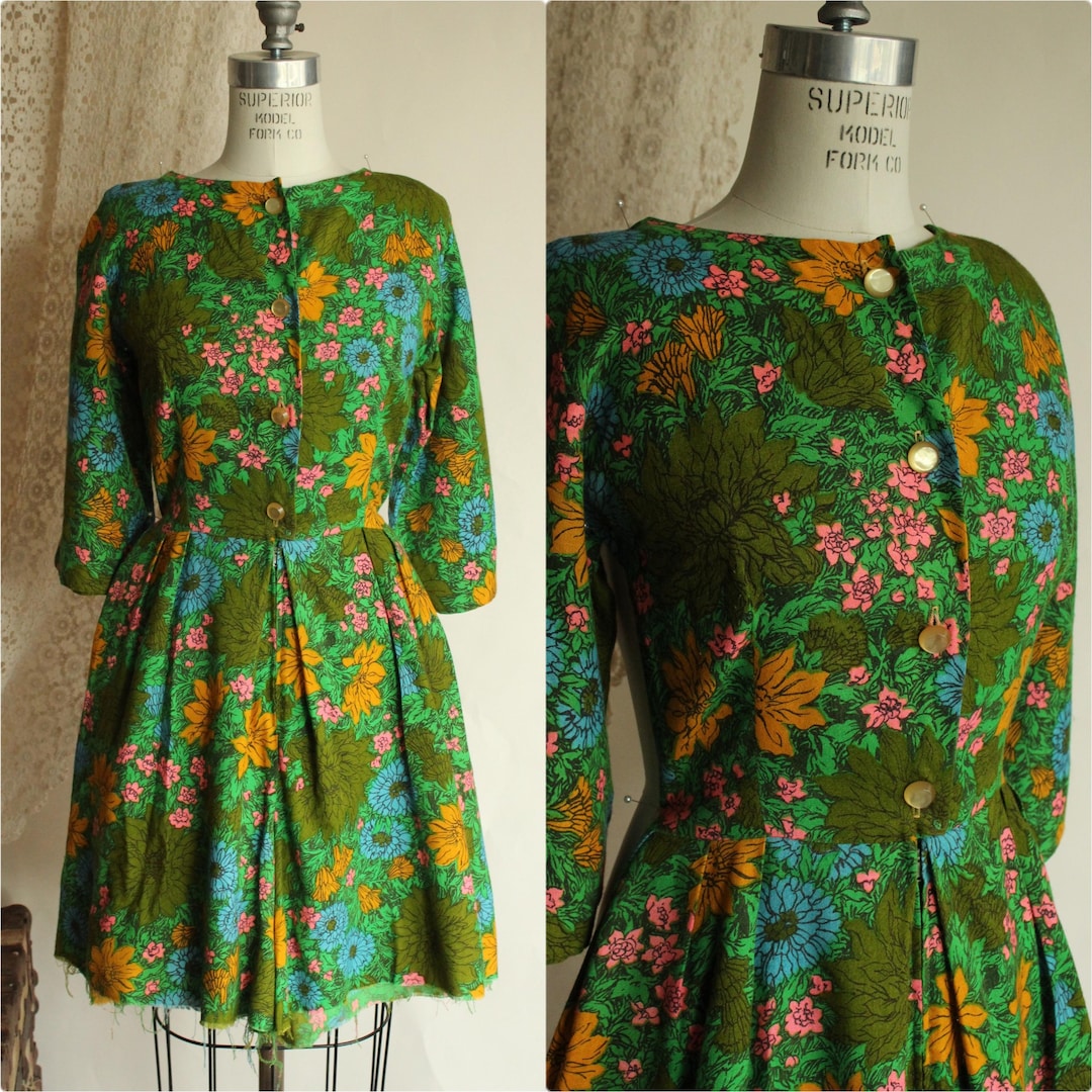 Vintage 1960s Jumpsuit, Rosa Ray Floral Print Cutoff Shorts Romper ...