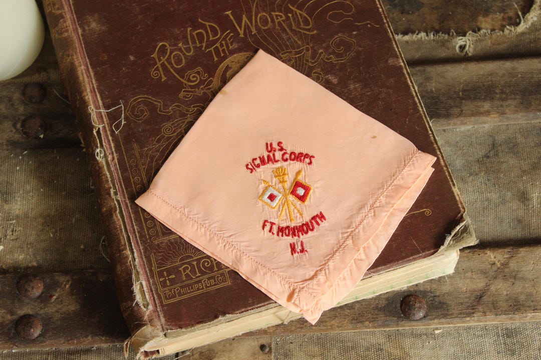 Vintage 1940s Handkerchief, US Signal Corps, Ft Monmouth NJ Souvenir ...