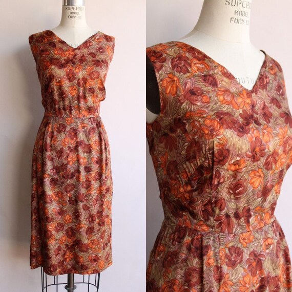 1950s bronze autumn dress - Gem