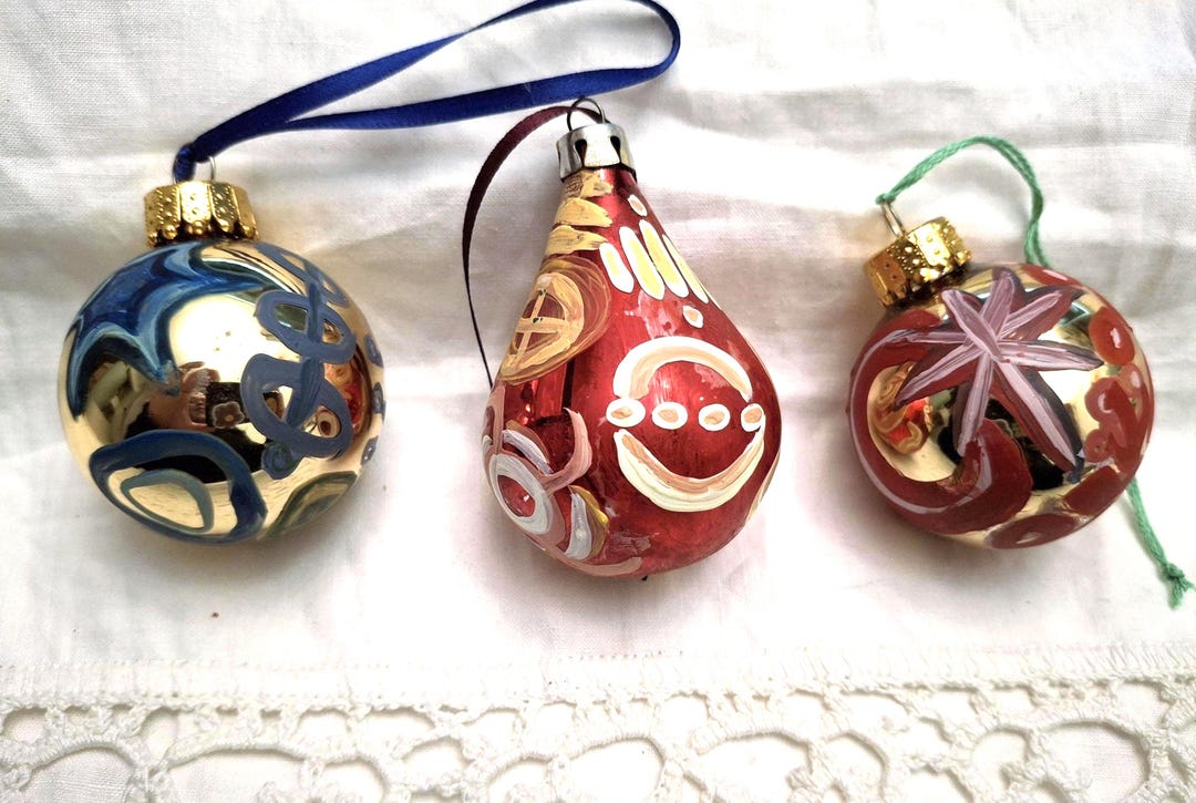 Upcycled Hand Painted MCM 50s to 70s Glass Balls With Atomic Era Design ...
