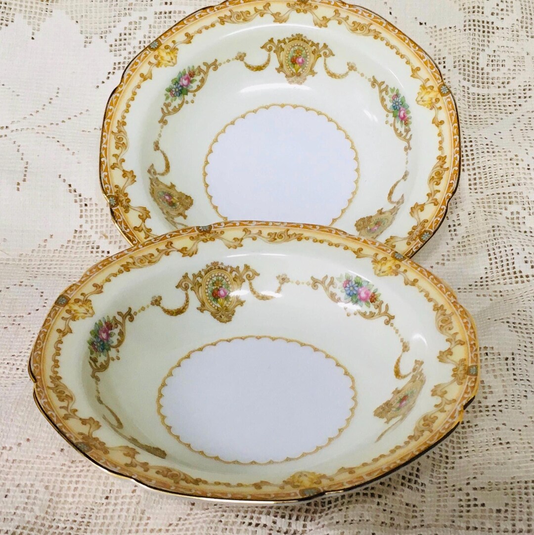 Noritake Fruit Nappy Bowls, Japanese Porcelain With Floral & Filigree ...