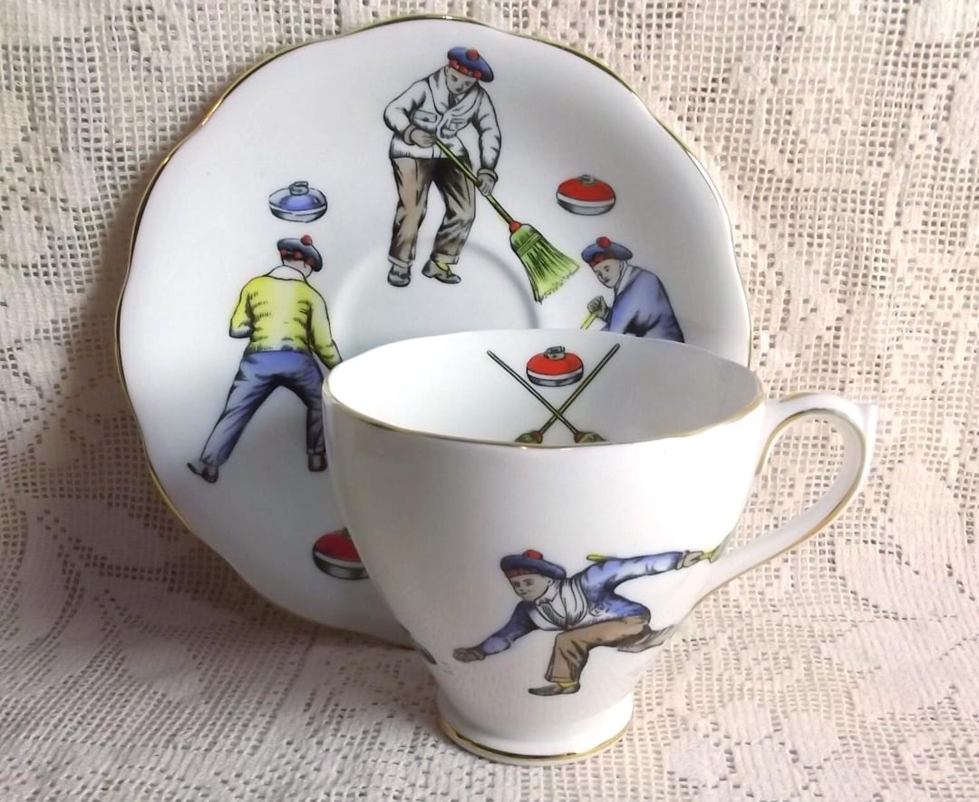Royal Standard Curling Tea Cup and Saucer: Handpainted Tartan Tam ...