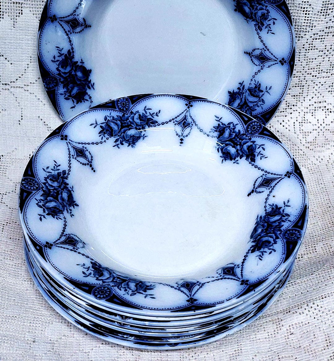 Antique Flow Blue Soup Bowl: Imperial Pattern, Soho Pottery 1913 - Etsy