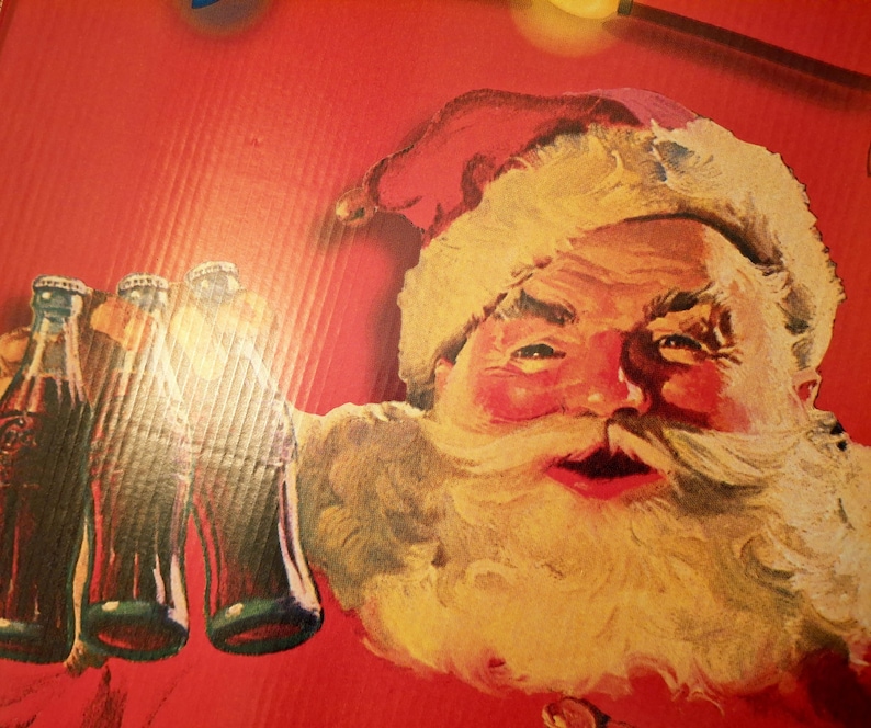 Vintage Coca-cola Christmas Cardboard Signage, Santa & Holiday ...