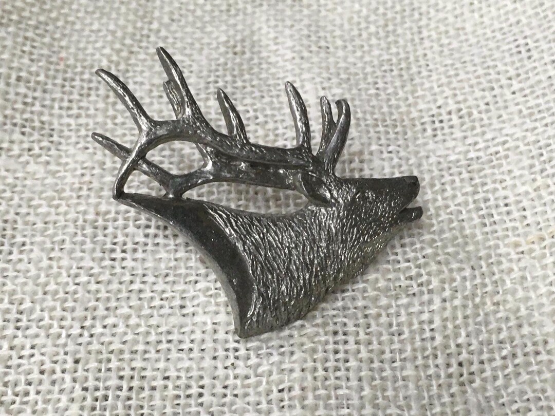 Vintage Pewter Elk Pin: Detailed Cast Animal Brooch - Etsy