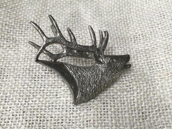 NOS elk pin, detailed cast pewter, animal, gift for d… - Gem