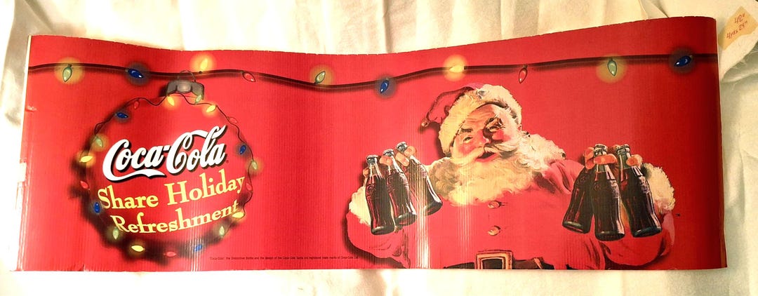 Vintage Coca-cola Christmas Cardboard Signage, Santa & Holiday ...
