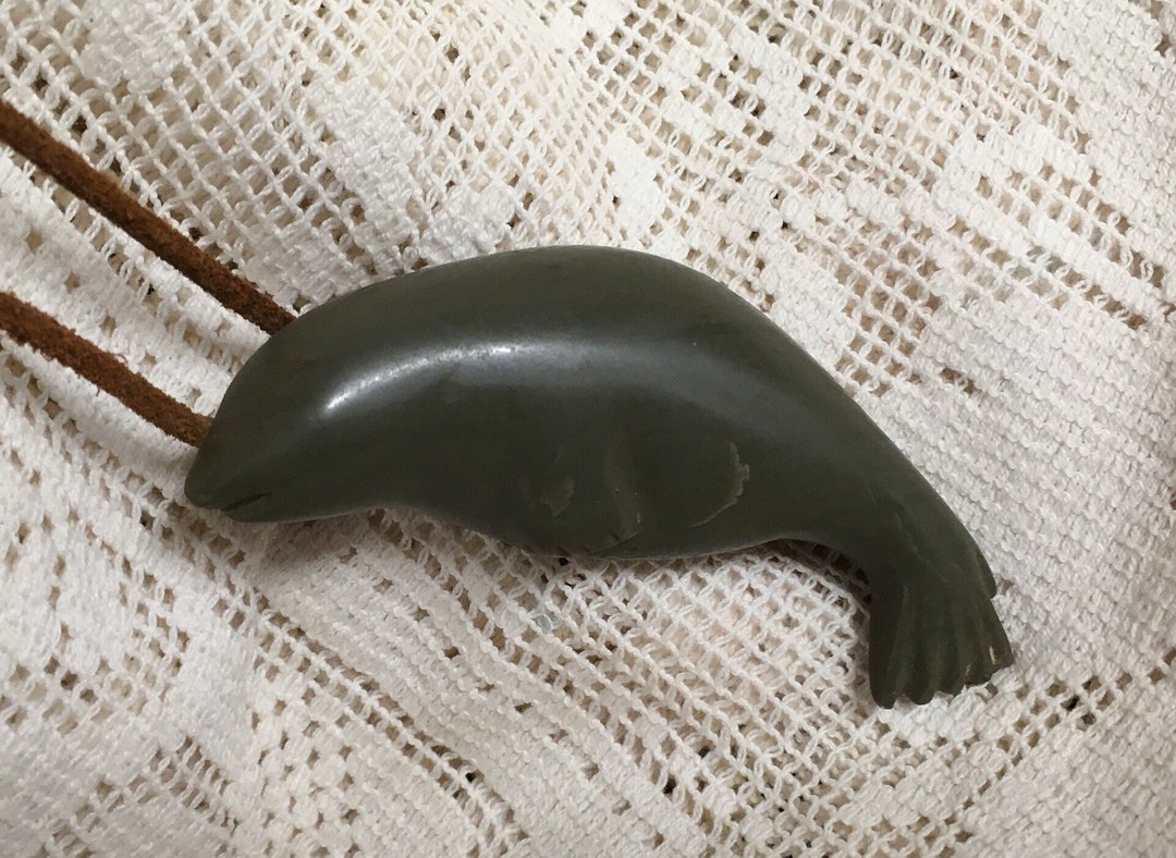 Early Inuit Seal Sculptural Pendant by Ooleepeka Audlakiak - Authentic ...