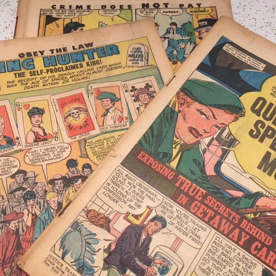 Vintage Crime Comic Book Pages: 1940s Collage Ephemera - Etsy